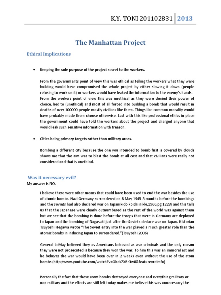 The Manhattan Project | PDF | Atomic Bombings Of Hiroshima And Nagasaki ...