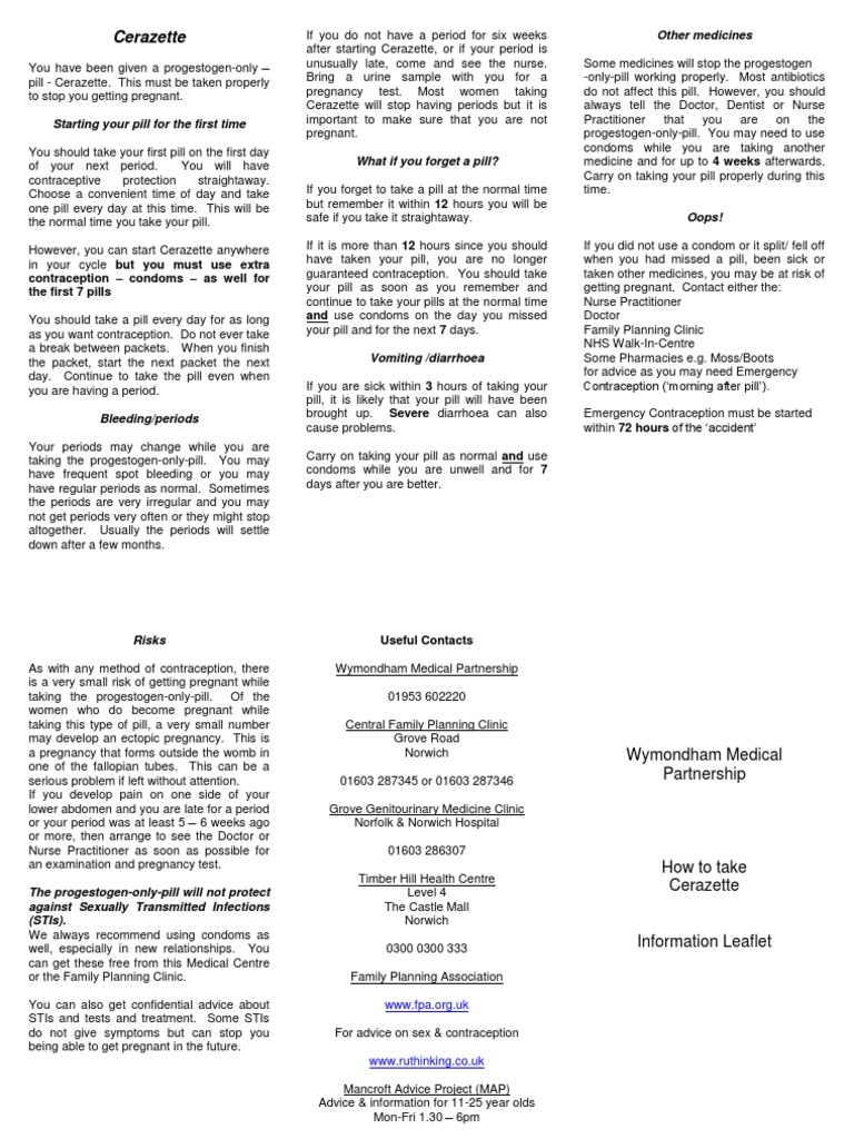 Cerazette NHS | PDF | Combined Oral Contraceptive Pill | Birth Control