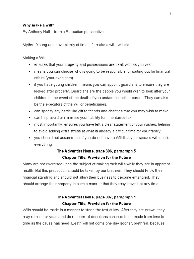 Why and How To Make A Will | PDF | Will And Testament | Intestacy