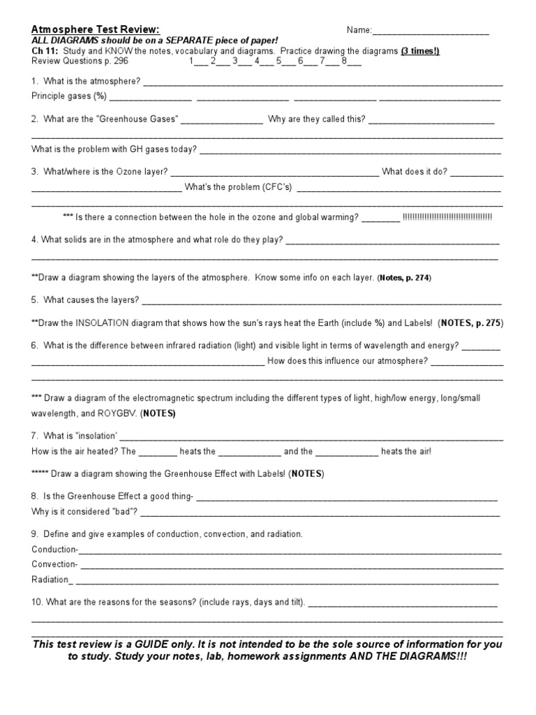 Atmosphere Test Review | PDF | Atmosphere Of Earth | Greenhouse Effect