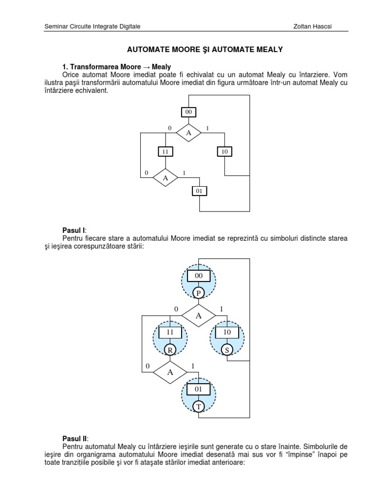 Automate Moore Si Automate Mealy