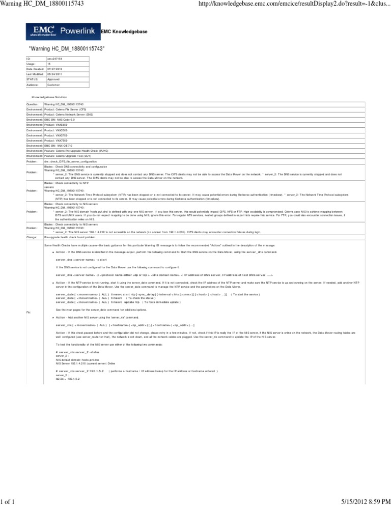 Change NTP On VNX | PDF | Domain Name System | Ip Address