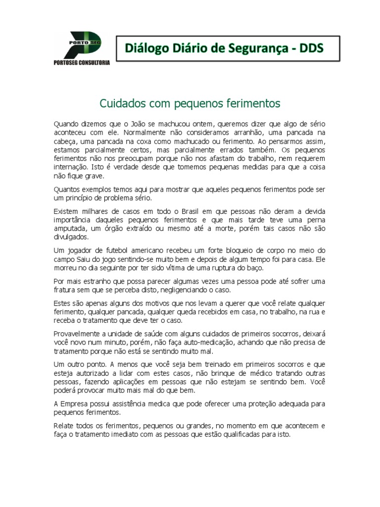 Cuidados com Pequenos Ferimentos | PDF | Autoajuda