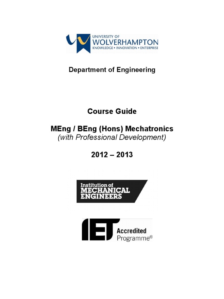 MEng/BEng Mechatronics Course Guide 2012-13 | PDF | Engineering ...