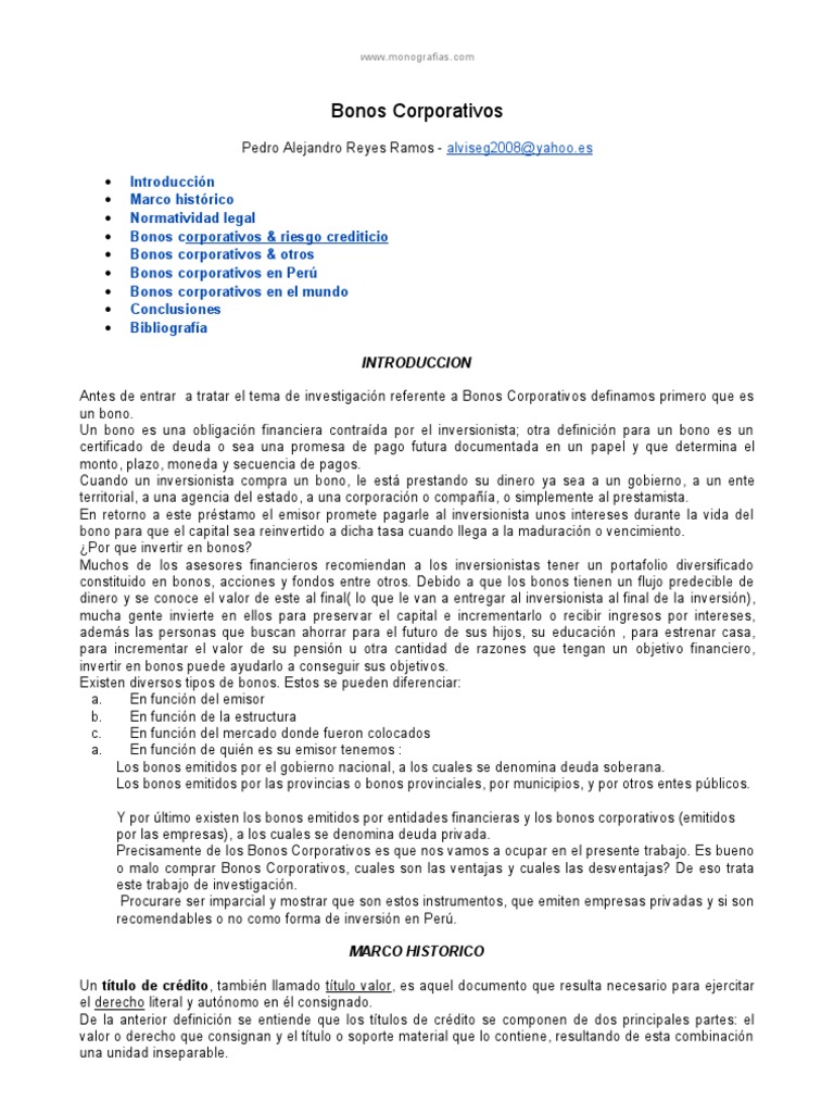 Bonos Corporativos: Definición y Ejemplos | PDF | Bonos corporativos ...