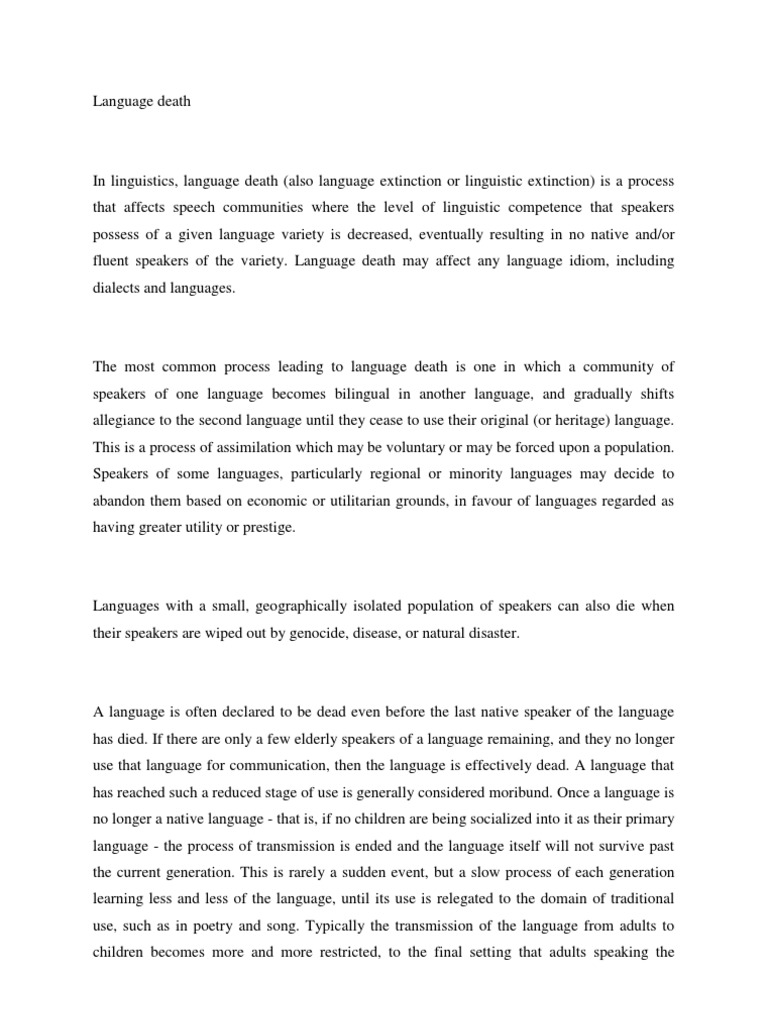 Language Death | PDF | Linguistics | Semiotics