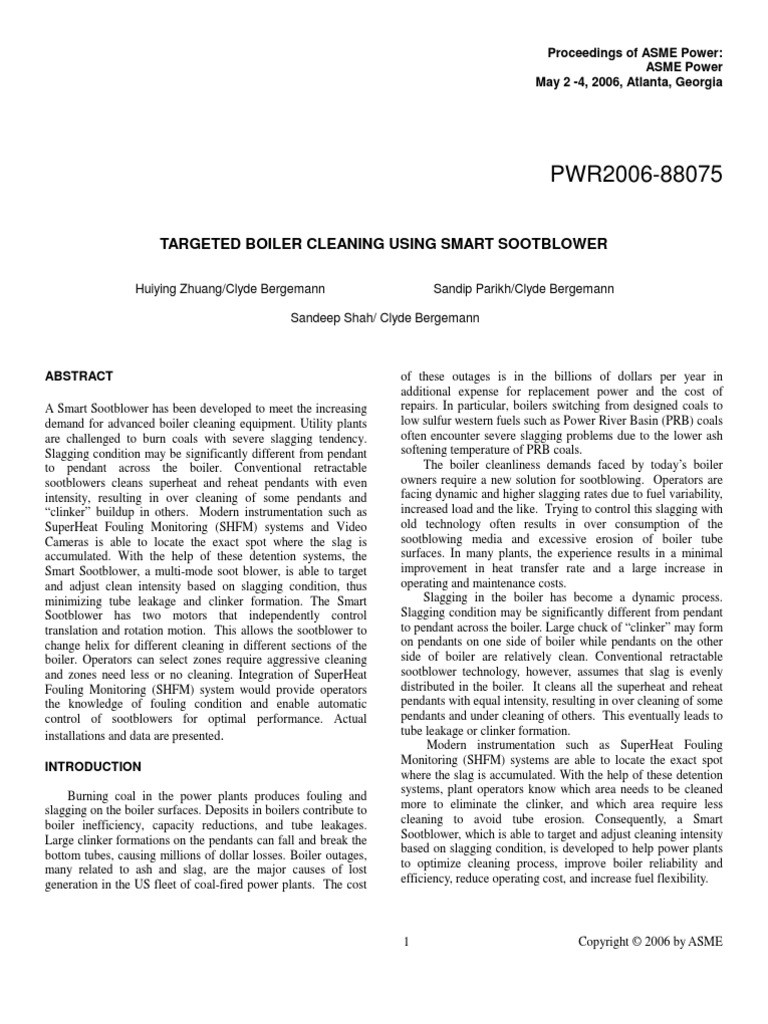 Smart Soot Blower System | PDF | Coal | Boiler
