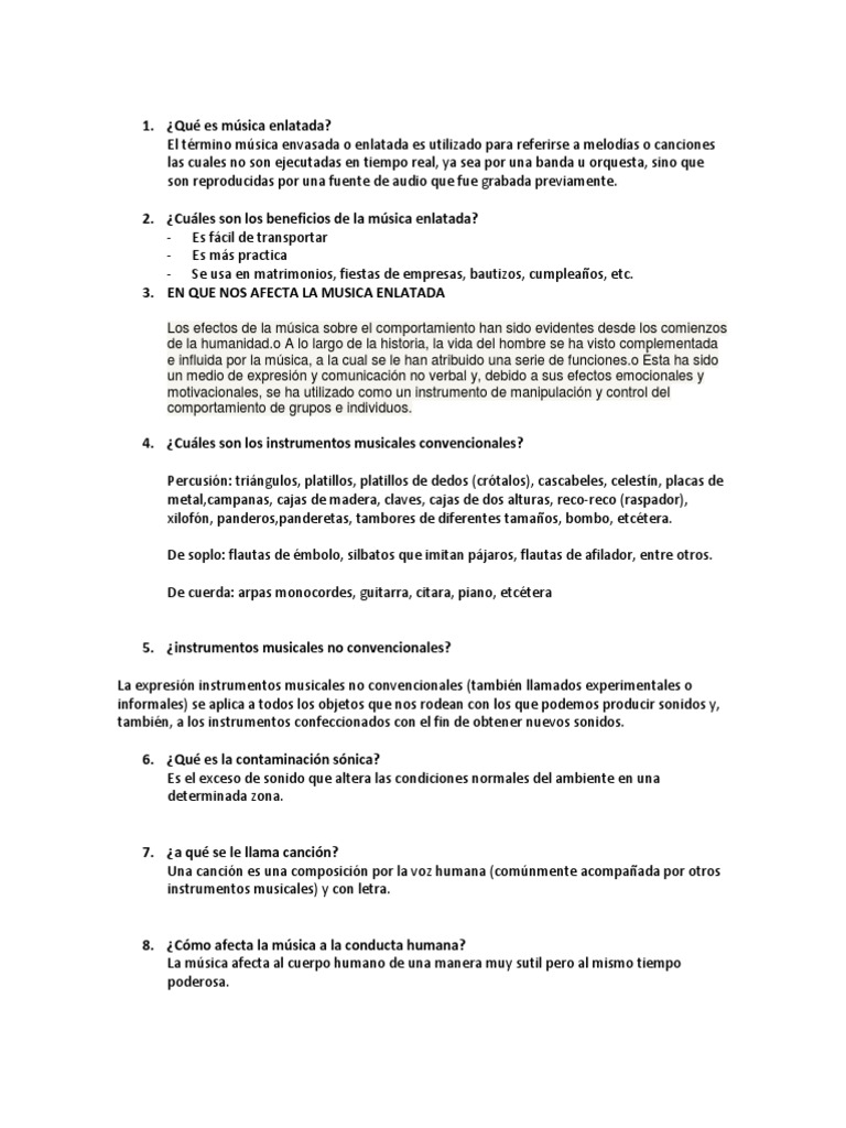 Música Enlatada: Impacto y Beneficios | PDF | Instrumentos musicales ...