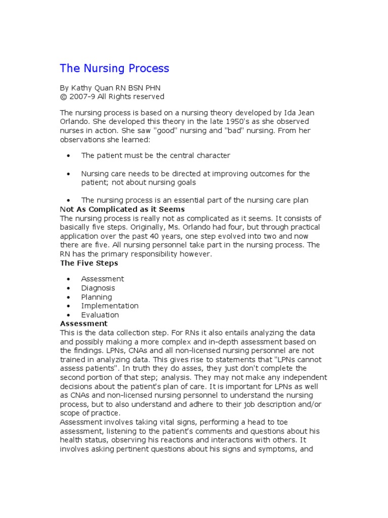 The Nursing Process | PDF | Nursing | Medical Diagnosis