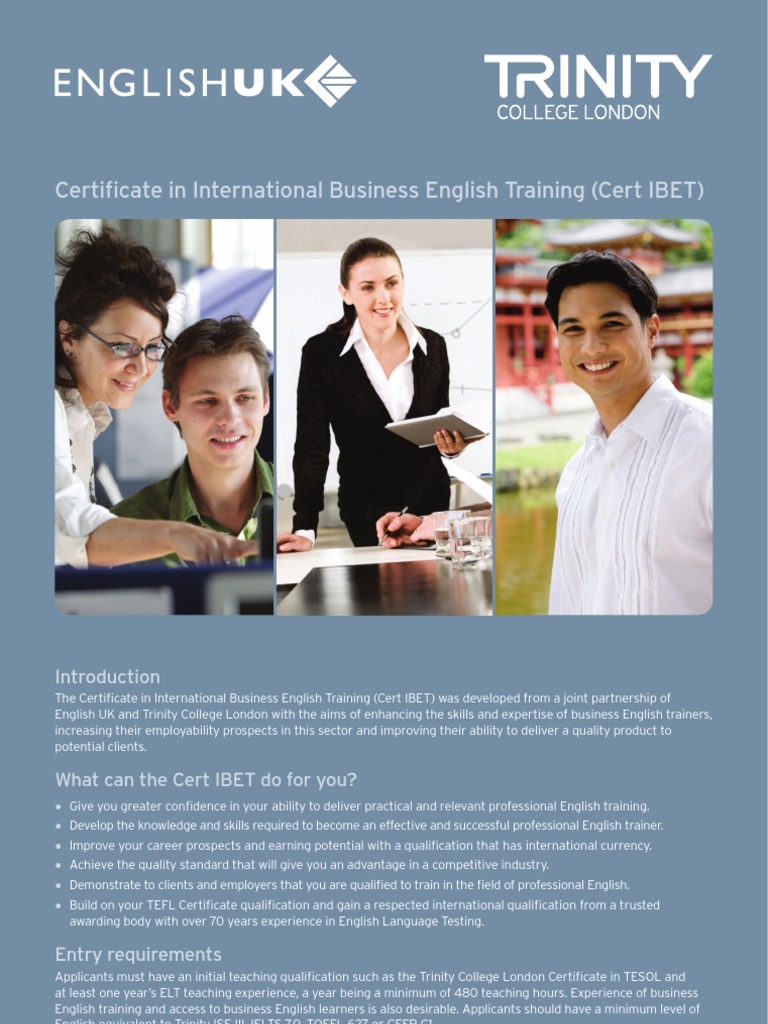 Certificate in International Business English Training (Cert IBET ...