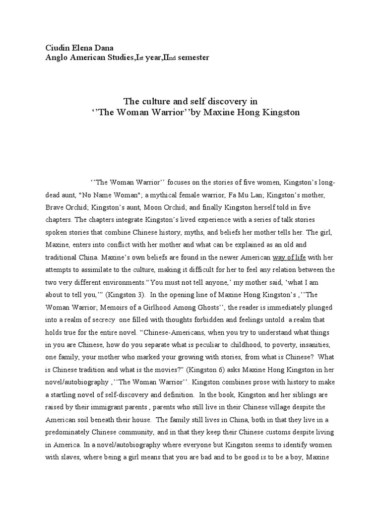 The Woman Warrior Maxine Hong Kingston | PDF The Woman Warrior Maxine Hong Kingston | PDF