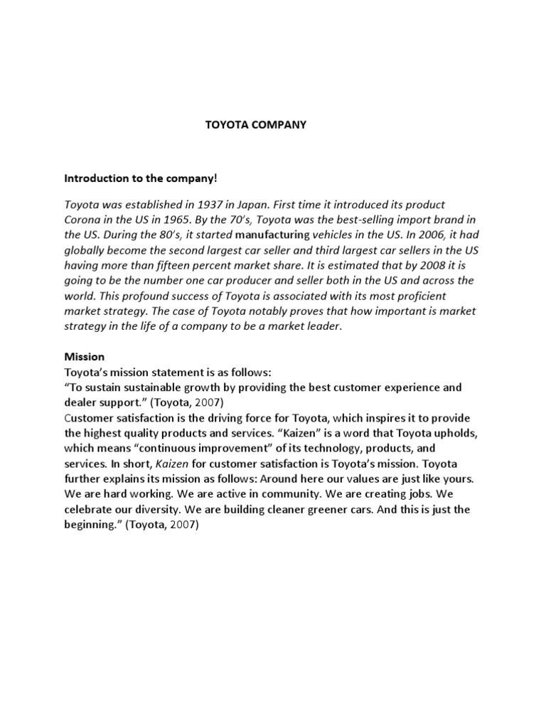 Toyota Company | PDF | Strategic Planning | Toyota