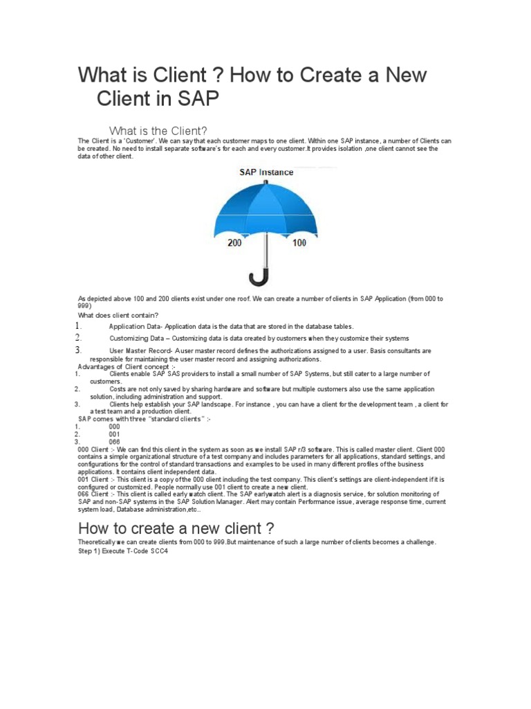 What Is Client ? How To Create A New Client in SAP | PDF | Sap Se ...