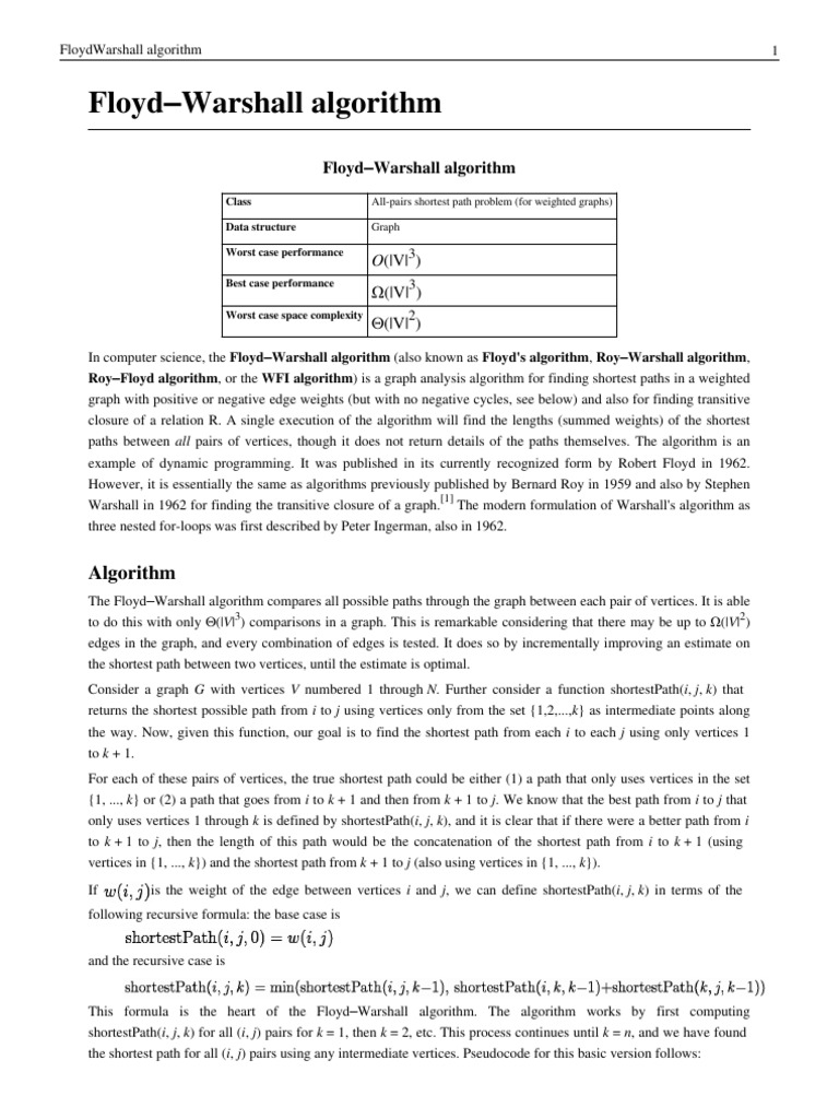 Floyd-Warshall Algorithm | PDF | Theoretical Computer Science ...