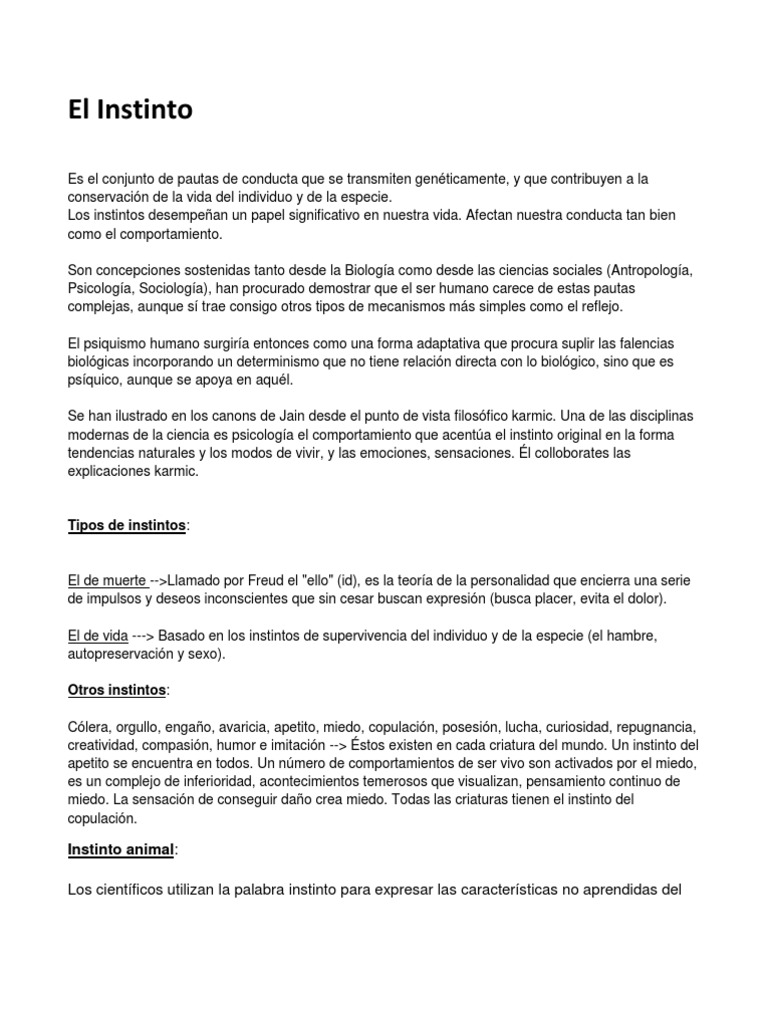 El Instinto | PDF | Instinto | Psique (psicología)