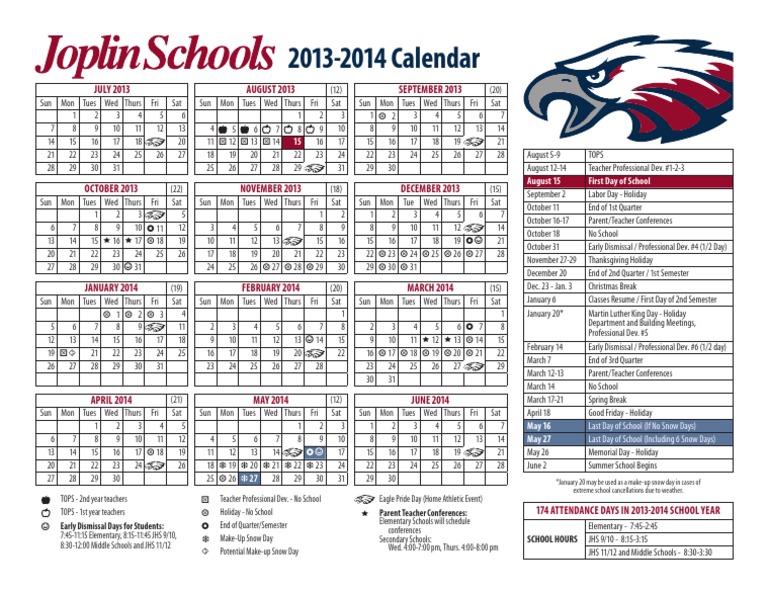 Joplin Schools 2013-2014 Calendar | PDF
