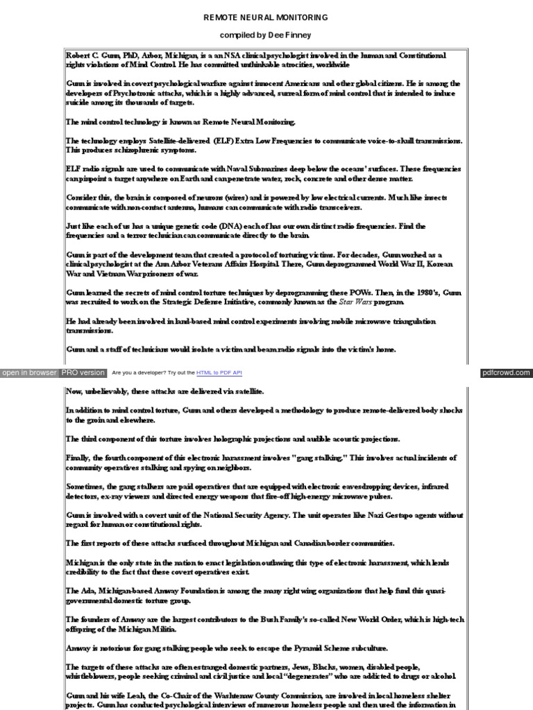 Remote Neural Monitoring Exposed | PDF | National Security Agency ...