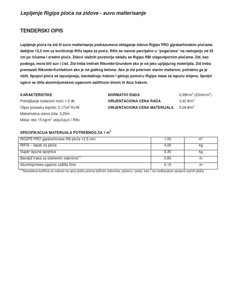 Lepljenje Rigips Ploca Na Zidove | PDF