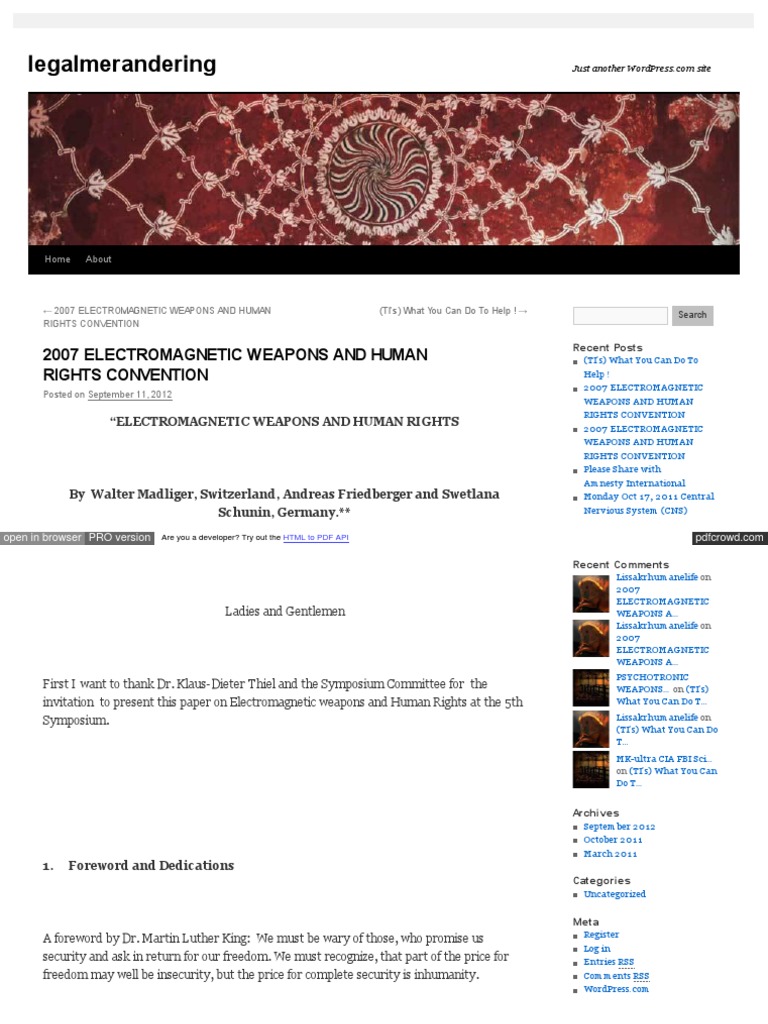 Strahlenfolter - TI - V2K - Electromagnetic Weapons and Human Rights at ...