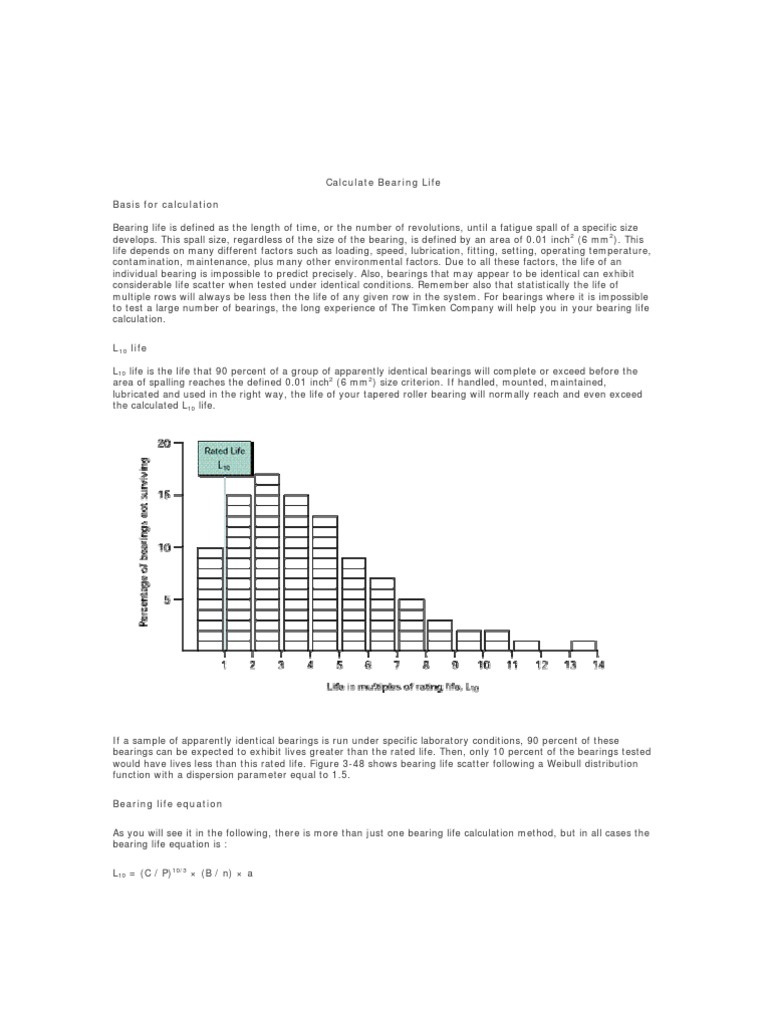 Calculate Bearing Life Timken Pdf Bearing Mechanical Applied