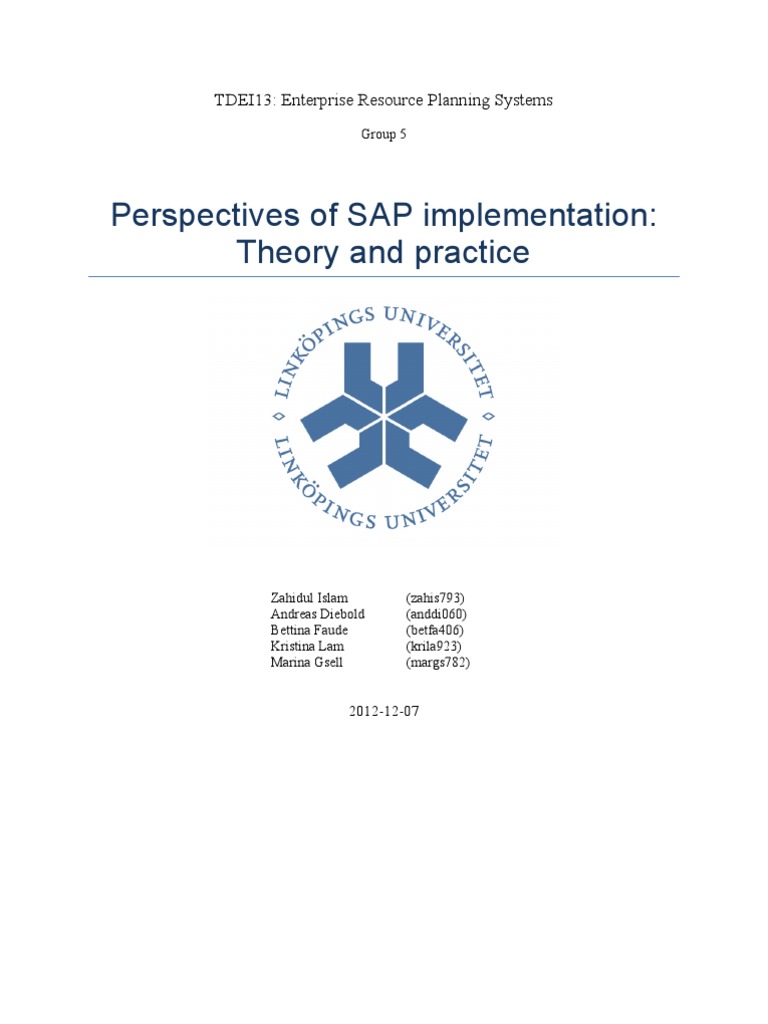 Perspectives of SAP Implementation: Theory and Practice: TDEI13 ...