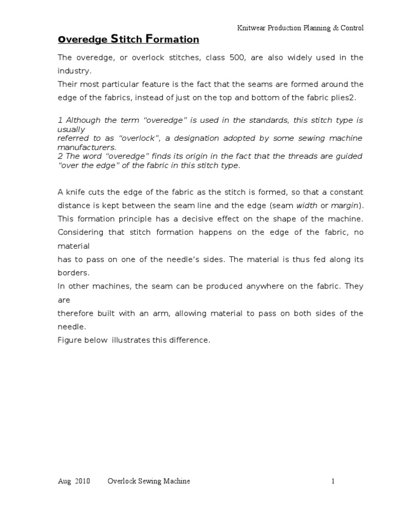 4d... Overedge Stitch Formation | PDF | Sewing Machine | Needlework