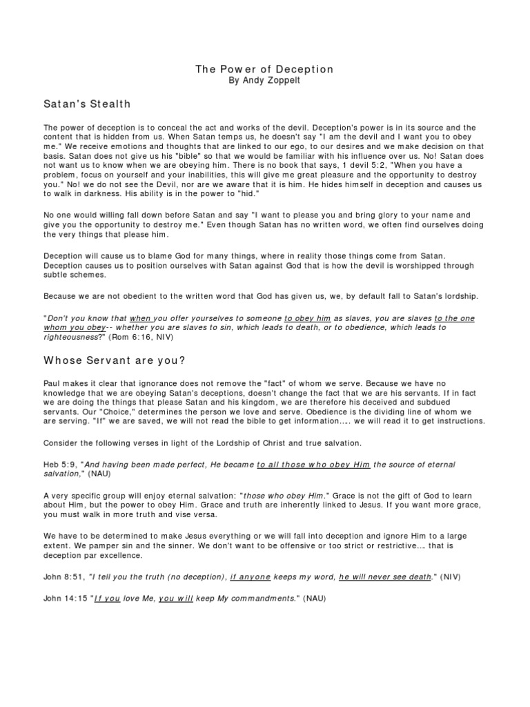 The Power of Deception | PDF | Satan | Deception