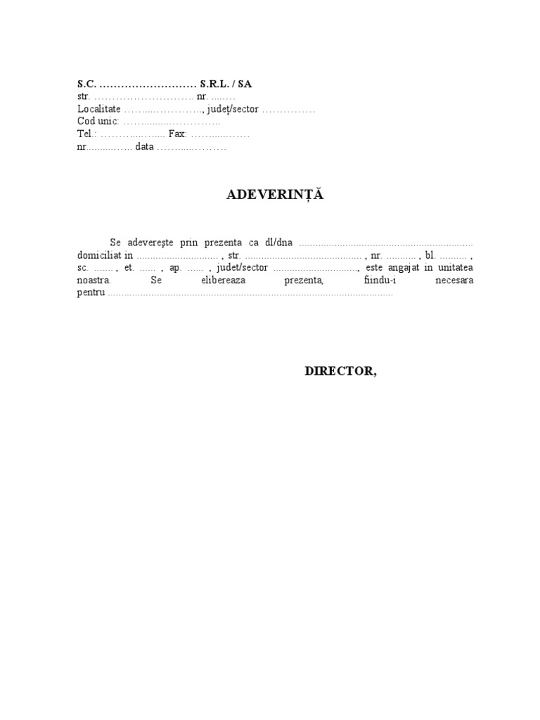 Adeverinta Angajat | PDF