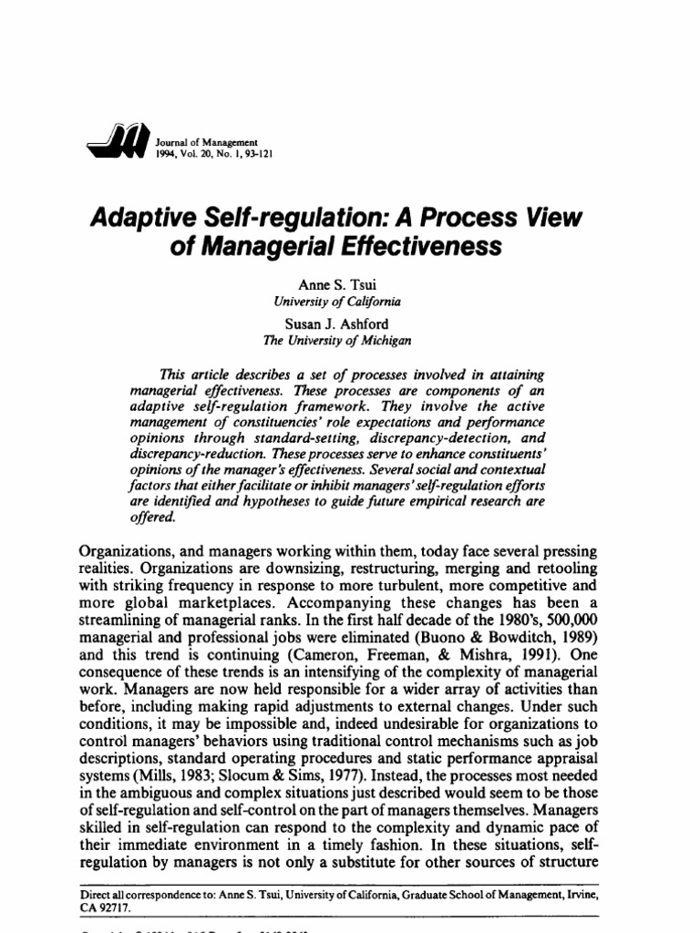 Adaptive Self-Regulation | PDF | Self Control | Self-Management