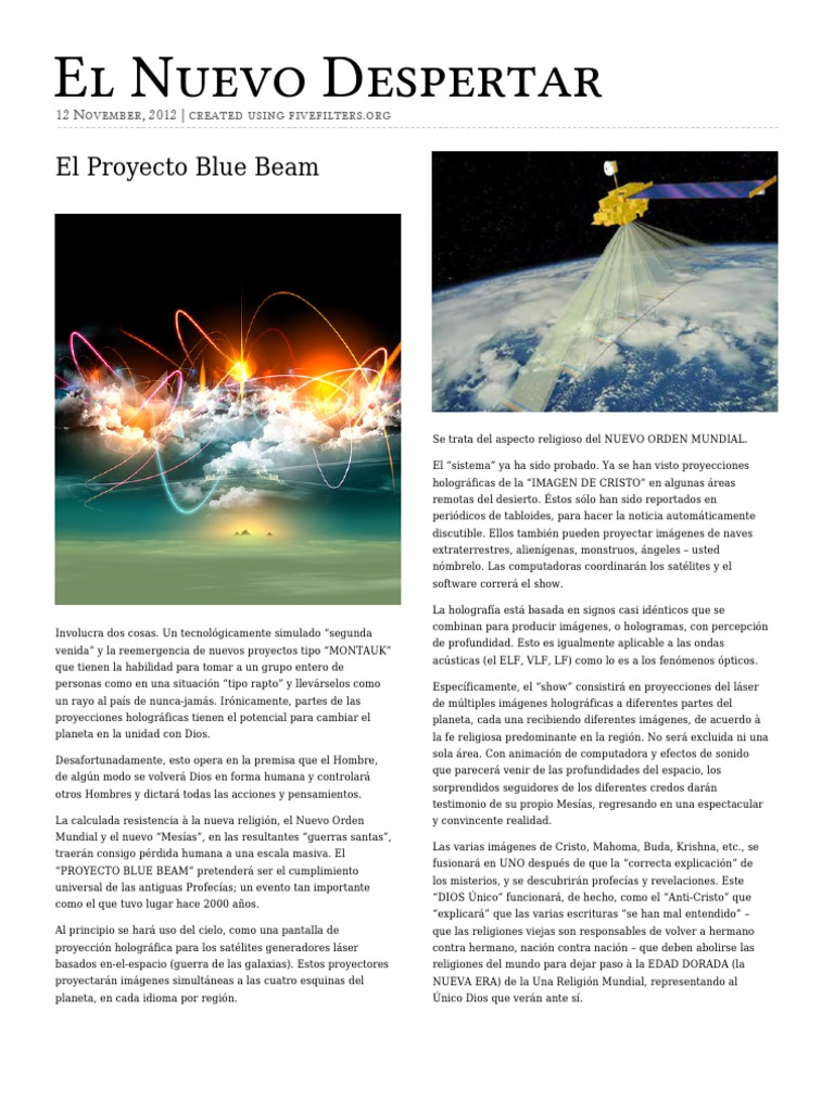El Nuevo Despertar. El Proyecto Blue Beam | PDF | Holografía | Homo Sapiens