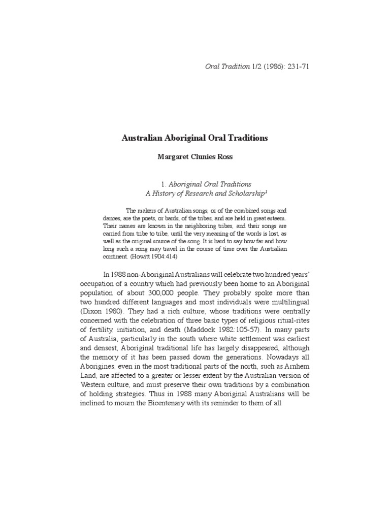Australian Aboriginal Oral Traditions: A History of Early Documentation ...