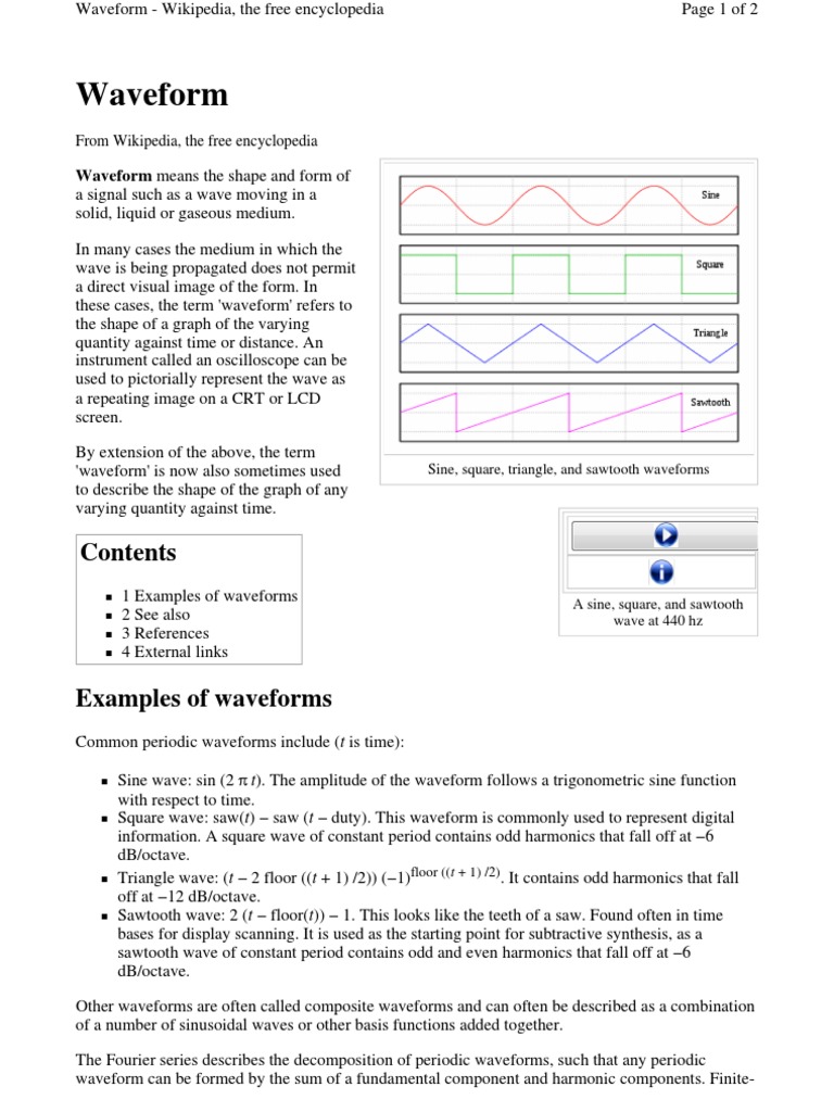 Waveform: Waveform Means The Shape and Form of | PDF | Sine Wave | Waves