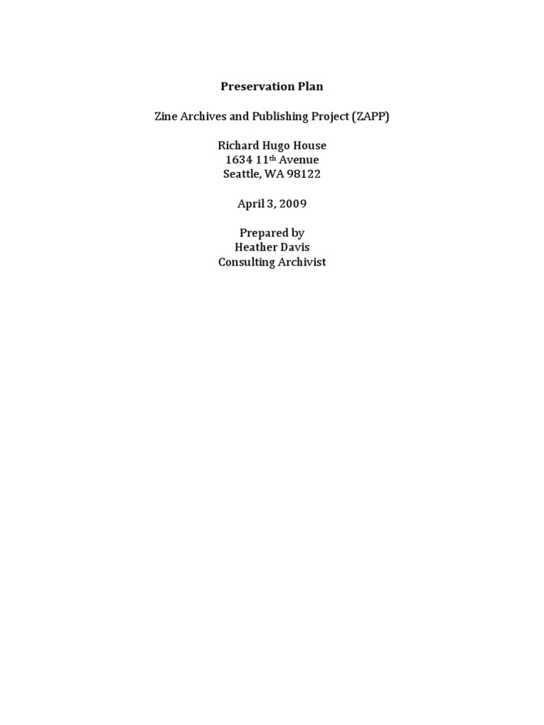 Preservation Plan | PDF | Preservation (Library And Archival Science ...