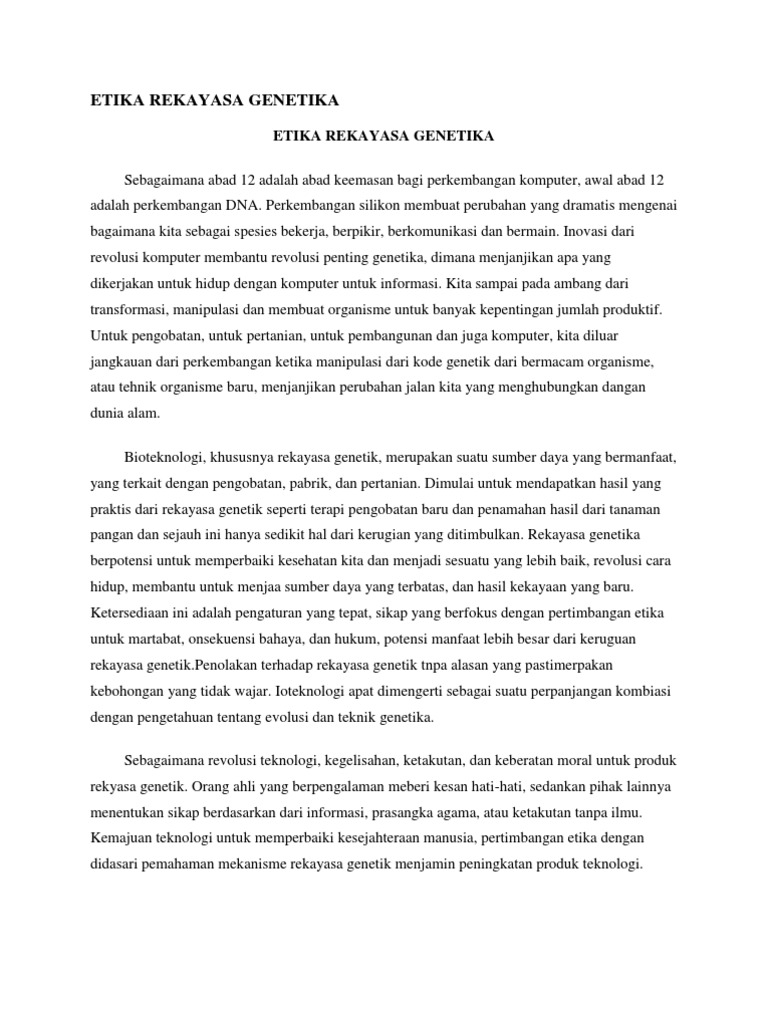Etika dalam Rekayasa Genetika Modern | PDF