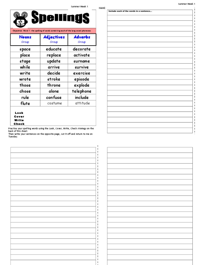 Long Vowel Spelling Practice | PDF