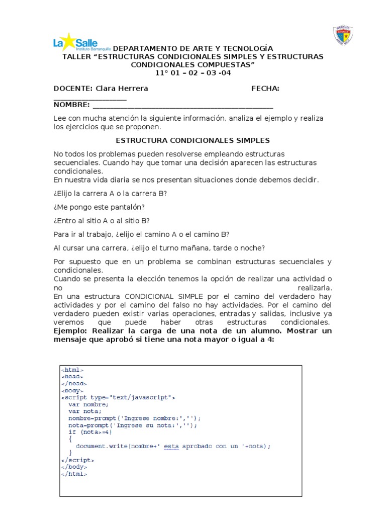 Estructuras Condicionales en JavaScript | PDF | Lenguaje de programación | Programación de ...
