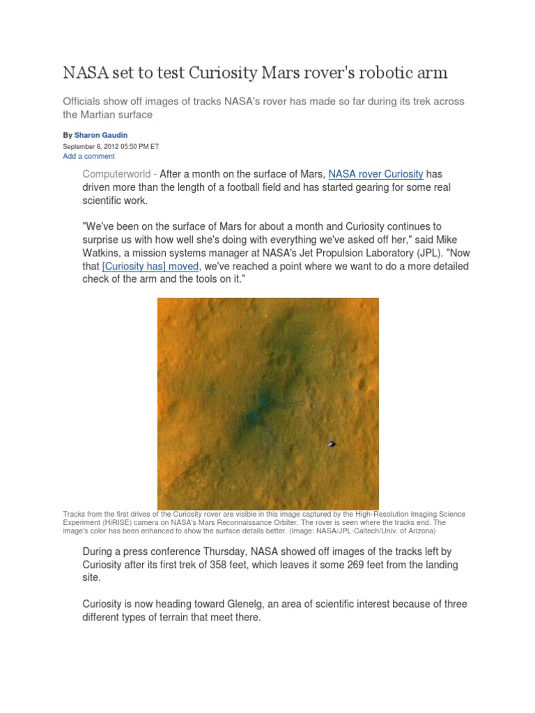 NASA Set To Test Curiosity Mars Rover | PDF | Curiosity (Rover) | Rover ...