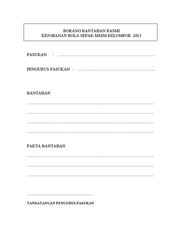 Borang Bantahan Rasmi | PDF