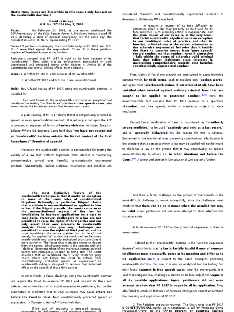 (Consti 2 DIGEST) 114 - David Vs Arroyo | PDF