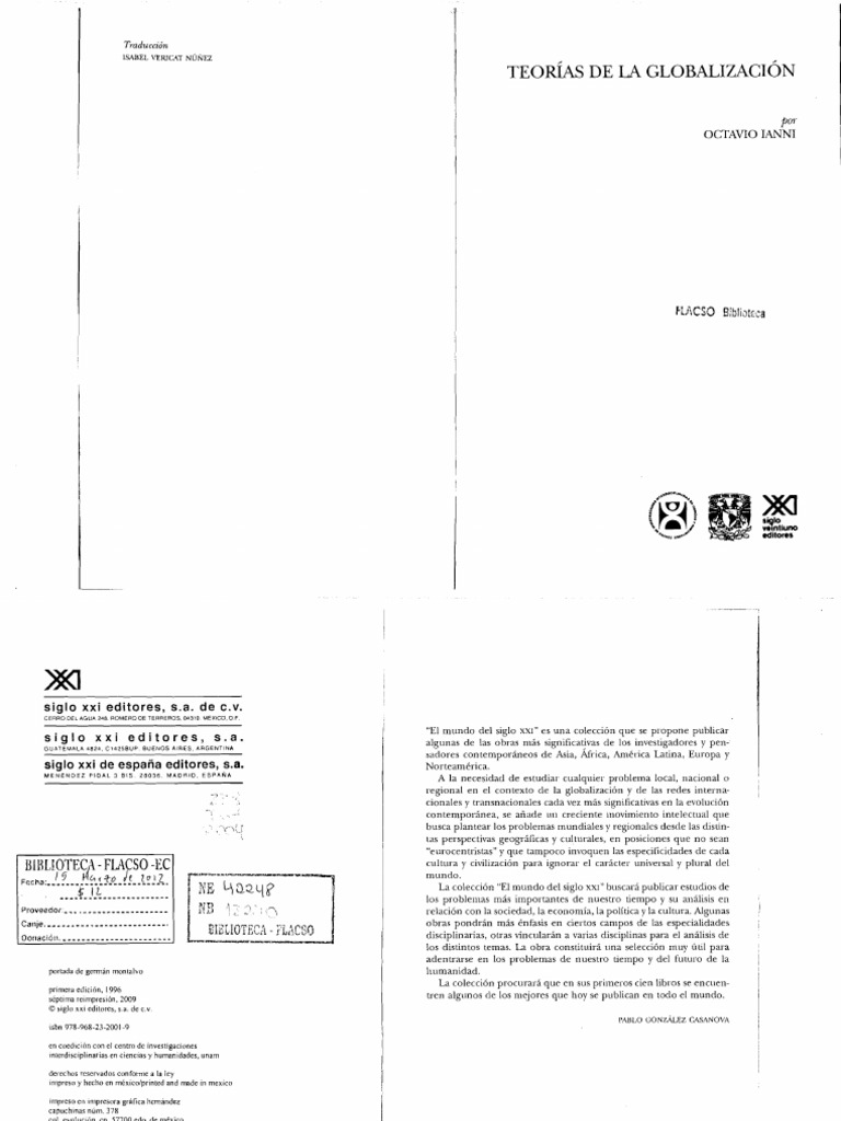 IANNI Octavio - Teorias de La Globalizacion | PDF | Mundo occidental ...
