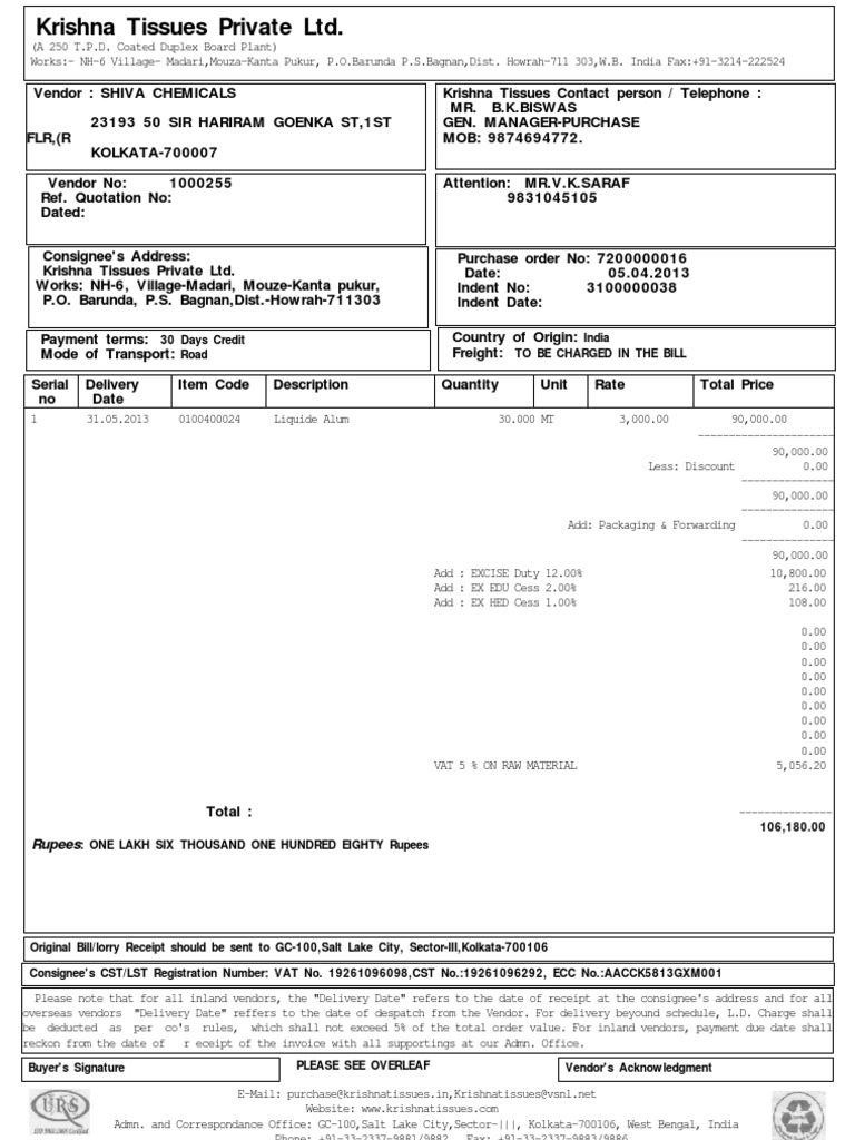 Purchase Order No | PDF