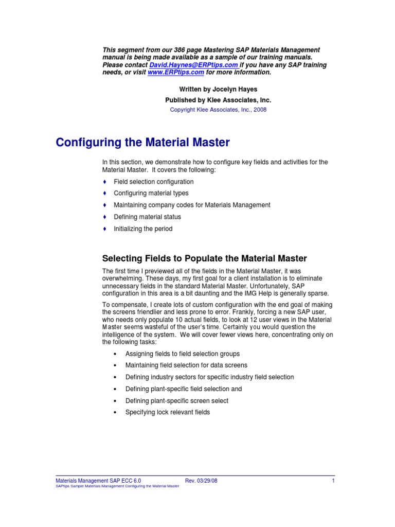 SAP Training | PDF