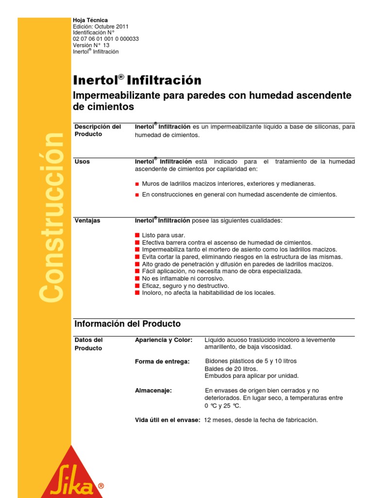 Inertol Infiltración | PDF | Ladrillo | Agua