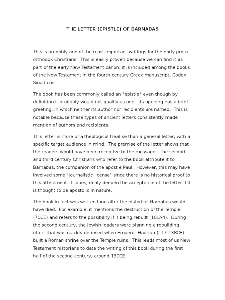 The Letter (Epistle) of Barnabas | New Testament | Barnabas