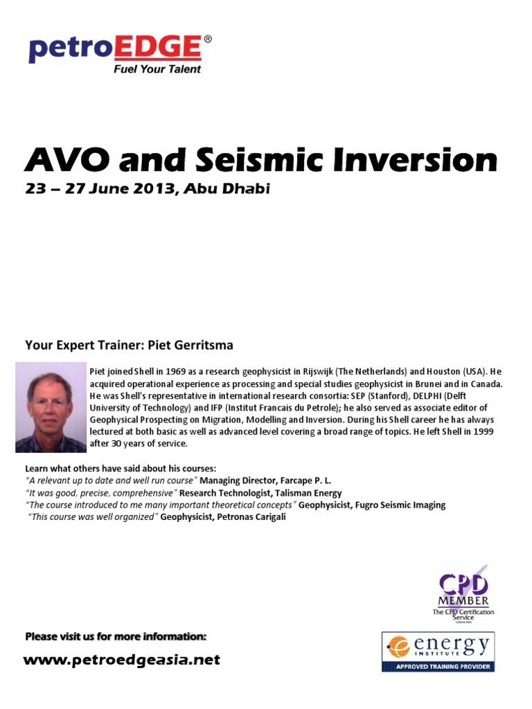 AVO and Seismic Inversion | PDF | Reflection Seismology | Applied And ...