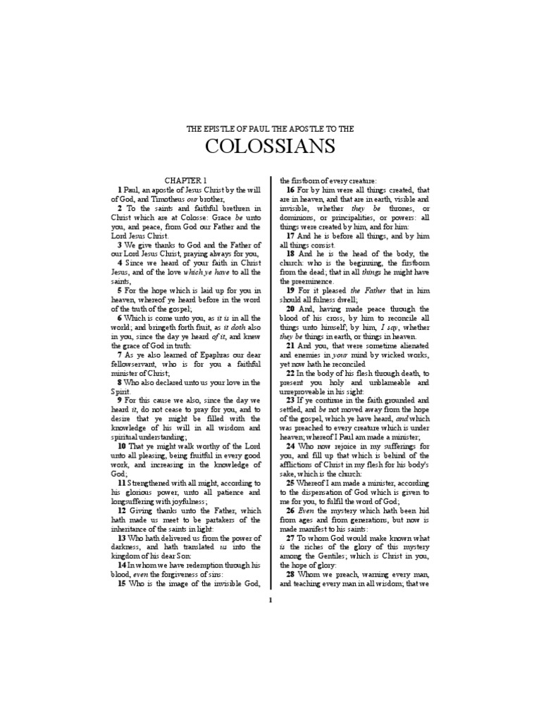 Letter To The Colossians | PDF | Epistle To The Colossians | Grace In ...