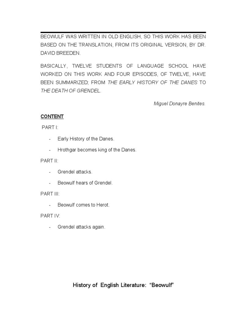 Beowulf Summary | PDF | Beowulf | English Folklore