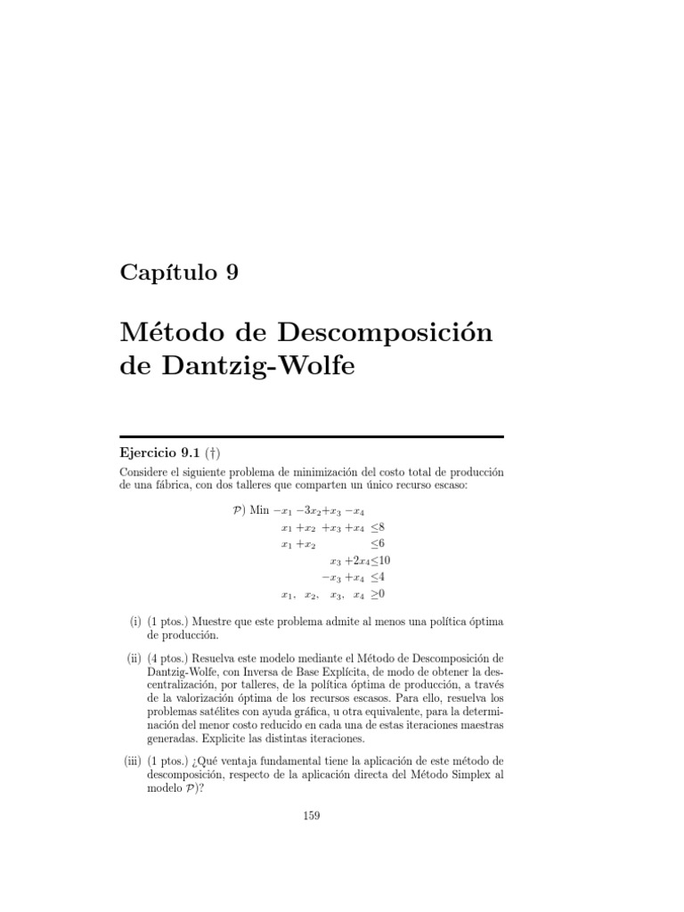 Capítulo 9 - Método de Descomposición de Dantzig-Wolf | PDF | Funciones y mapeos | Objetos ...