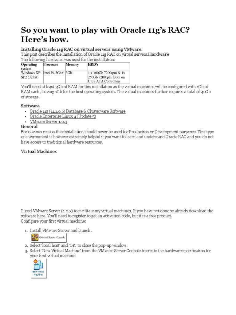 Cluster Oracle 11g Pdf Oracle Database Virtual Machine