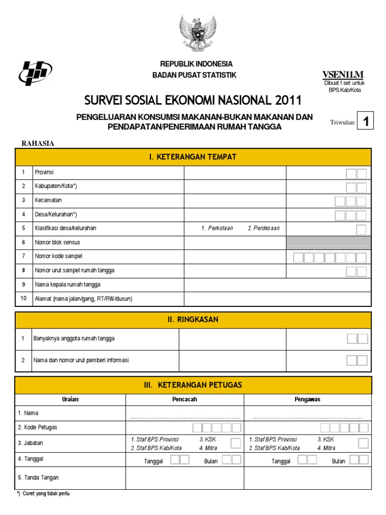 Kuesioner Susenas 2011 (Mod) | PDF